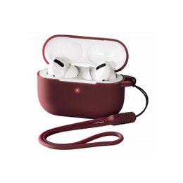 Hama Etui Silikon Skin Case Schutz-Hülle Rot Headset (Trageband zur Sicherung Cover für Ladecase Apple AirPods Pro Kopfhörer)
