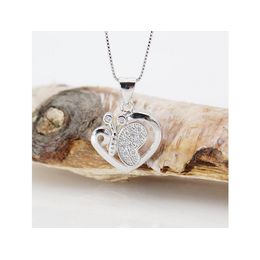 ELLAWIL Kette mit Anhänger Silberkette Herzkette Kette mit Herz Anhänger Damen Zirkonia Halskette (Kettenlänge 45 cm