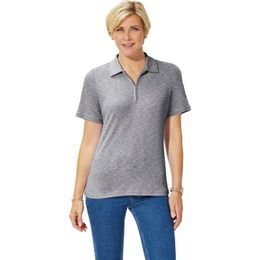 Damen Poloshirt in Melange-Optik grau-meliert, Gr&ouml;&szlig;e 40