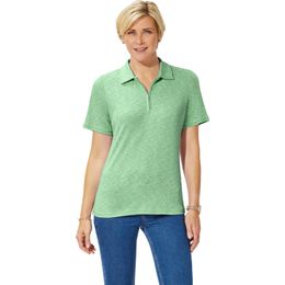 Damen Poloshirt in Melange-Optik lind-meliert, Gr&ouml;&szlig;e 42