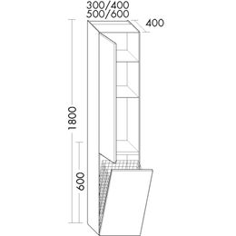 Burgbad Hochschrank rc40 Solitaire Matt 1800x300x400 Weiß Matt, HSME030LF4500 HSME030LF4500