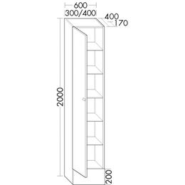 Burgbad Hochschrank rc40 System PG2 2000x300x170 Eiche Natur, HSMH030LF4100 HSMH030LF4100