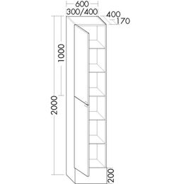 Burgbad Hochschrank rc40 System PG1 2000x500x400 Salbeigrau Matt, HSMK050RF5969 HSMK050RF5969