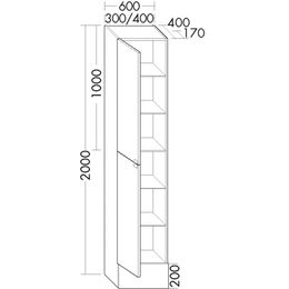Burgbad Hochschrank rc40 System PG1 2000x600x400 Salbeigrau Matt, HSMK060RF5969 HSMK060RF5969