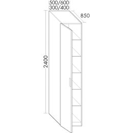 Burgbad Hochschrank rc40 System PG1 2400x400x850 Salbeigrau Matt, HSMM040LF5969 HSMM040LF5969
