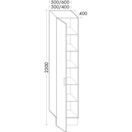 Burgbad Hochschrank rc40 System PG2 2200x300x400 Weiß Hochglanz, HSMN030RF4000 HSMN030RF4000