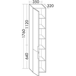 Burgbad Hochschrank Euro 1760x350x320 Weiß Hochglanz, HSFB035LF3863 HSFB035LF3863