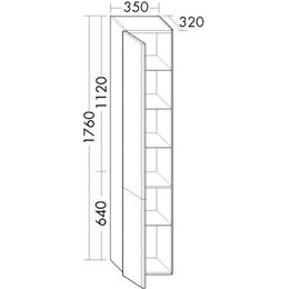 Burgbad Hochschrank Badu 1760x350x320 Leinengrau Hochglanz, HSIE035LF3692 HSIE035LF3692