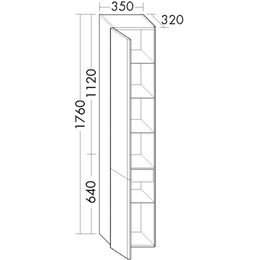 Burgbad Hochschrank Badu 1760x350x320 Frassino Dekor Cappuccino, HSIF035LF3697 HSIF035LF3697