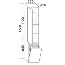 Burgbad Hochschrank Badu 1760x350x320 Basaltgrau Matt, HSIG035LF3690 HSIG035LF3690