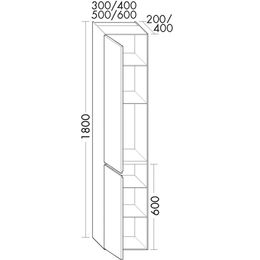 Burgbad Hochschrank rc40 1800x400x400 Eiche Schwarz, HSNM040RF4603 HSNM040RF4603