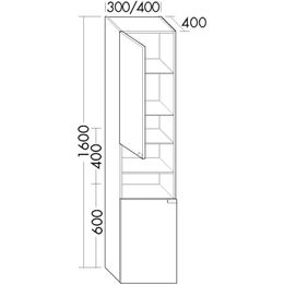 Burgbad Hochschrank rc40 System PG2 1600x400x400 Eiche Dark Chocolate, HSMZ040LF4118 HSMZ040LF4118
