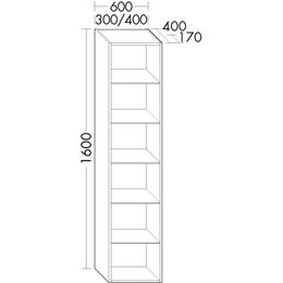 Burgbad Hochschrank rc40 System PG2 1600x600x170 Nussbaum Sense, HSNB060F4115 HSNB060F4115