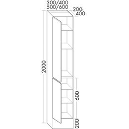 Burgbad Hochschrank rc40 2000x400x200 Sand Ultramatt, HSMB040RF5757 HSMB040RF5757