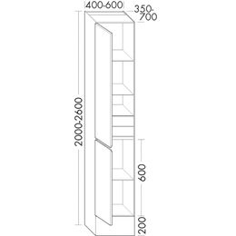 Burgbad Hochschrank rc40 2000x600x400 Salbeigrau Hochglanz, HSMC060RF5965 HSMC060RF5965