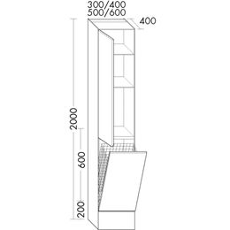 Burgbad Hochschrank rc40 2000x300x400 Eiche Schwarz, HSNW030LF4603 HSNW030LF4603