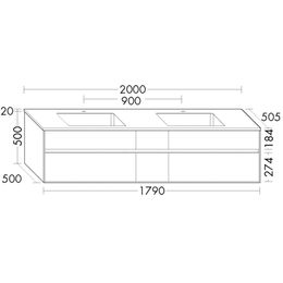 Burgbad Mineralguss Waschtisch-Set rc40 Anthrazit Ultramatt/Alpinweiss, SGAO200F5763C0001 SGAO200F5763C0001