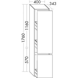 Burgbad Apothekerschrank Lin20 HGL 1760x400x345 Sand Ultramatt, HSPO040F5641 HSPO040F5641