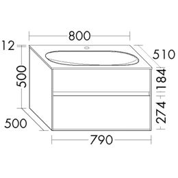 Burgbad Glas Waschtisch-Set rc40 Solitaire Matt Salbeigrau Matt/Dunkelgrau Matt, SGAQ080F5963A0109 SGAQ080F5963A0109