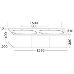 Burgbad Glas Doppel-Waschtisch-Set rc40 Solitaire Matt Weiß Matt/Schilf Matt, SGAV160F4500A0067 SGAV160F4500A0067