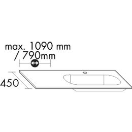 Burgbad Mineralguss Waschtisch-Verlängerung rechtsseitig zu M3 alpinweiss, H:15, T:450mm, MWES999RC0 MWES999RC0001