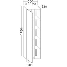 Burgbad Hochschrank Badu 1760x500x320 Basaltgrau Matt, HSZC050LF3690 HSZC050LF3690