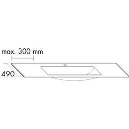 Burgbad Verlängerung rechtsseitig zu Keramik Waschtisch alpinweiss, H:12mm, Tiefe:490mm, KBAW999RC0 KBAW999RC0001