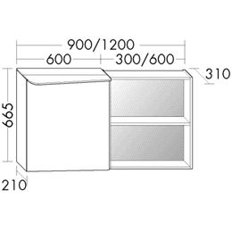 Burgbad Spiegelschrank Badu 665x1200x310 Weiß Hochglanz, SFTW120LF3691 SFTW120LF3691