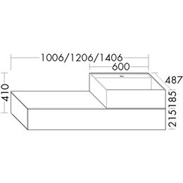 Burgbad Mineralguss Waschtisch-Set rc40 System PG2 Dunkelgrau Hochglanz/Alpinweiss, SFYL120RF4012C00 SFYL120RF4012C0001