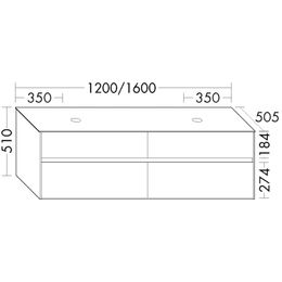 Burgbad Waschtischunterschrank rc40 Lichtgrau Ultramatt/Schwarz Hochglanz, SGBD120F5760A0074 SGBD120F5760A0074