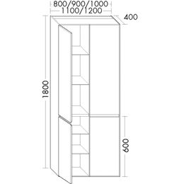 Burgbad Hochschrank rc40 1800x900x400 Dunkelgrau Hochglanz, SGJD090F4525 SGJD090F4525