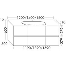 Burgbad Glas Waschtisch-Set rc40 Salbeigrau Hochglanz/Grau Matt, SGKK140F5965A0108 SGKK140F5965A0108