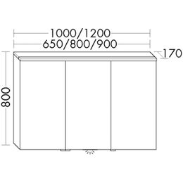 Burgbad Spiegelschrank Euro 800x1000x170 Weiß Hochglanz, SPGT100F3863 SPGT100F3863