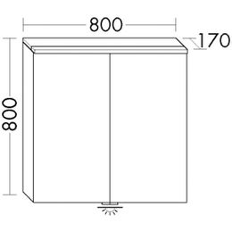 Burgbad Spiegelschrank Euro 800x800x170 Eiche Dekor Flanelle, SPGT080F3866 SPGT080F3866