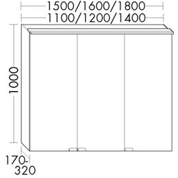 Burgbad Spiegelschrank rc40 1000x1100x170 Weiß Hochglanz, SPND110RF4514 SPND110RF4514