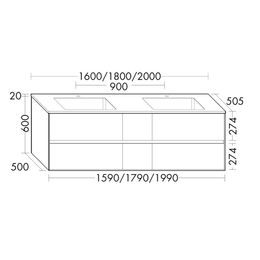 Burgbad Mineralguss Waschtisch-Set rc40 Lichtgrau Ultramatt/Wei&szlig; Velvet, SGKF160F5760C0037 SGKF160F5760C0037