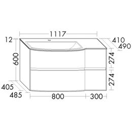 Burgbad Keramik Waschtisch-Set rc40 Sand Ultramatt/Schwarz Matt, SGKD112RF5757C0038 SGKD112RF5757C0038