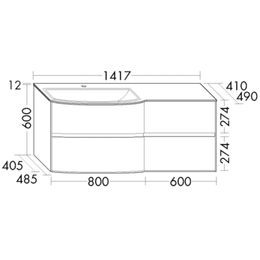 Burgbad Keramik Waschtisch-Set rc40 Sand Ultramatt/Taupe, SGKD142RF5757C0040 SGKD142RF5757C0040