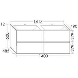 Burgbad Keramik Waschtisch-Set rc40 Schilf Hochglanz/Taupe, SGKC142F4517C0040 SGKC142F4517C0040