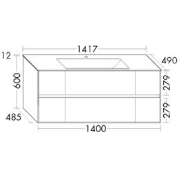 Burgbad Keramik Waschtisch-Set rc40 Anthrazit Hochglanz/Schwarz Matt, SGKB142F4527C0038 SGKB142F4527C0038
