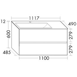Burgbad Keramik Waschtisch-Set rc40 Grau Ultramatt/Schwarz Matt, SGKB112LF5761C0038 SGKB112LF5761C0038