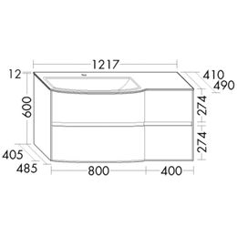 Burgbad Keramik Waschtisch-Set rc40 Anthrazit Hochglanz/Schwarz Matt, SGKD122RF4527C0038 SGKD122RF4527C0038