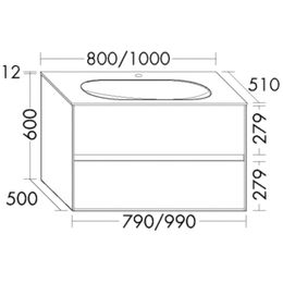 Burgbad Glas Waschtisch-Set rc40 Solitaire Matt Lichtgrau Matt/Dunkelgrau Hochglanz, SGKJ080F4509A01 SGKJ080F4509A0121