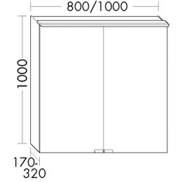 Burgbad Spiegelschrank rc40 1000x800x170 Eiche Weiß, SPNX080F4612 SPNX080F4612