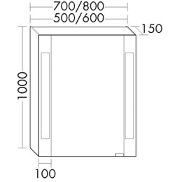 Burgbad Spiegelschrank rc40 System PG2 1000x600x150 Grau Hochglanz, SPOH060LF4008 SPOH060LF4008
