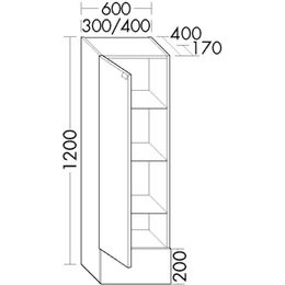 Burgbad Halbhochschrank rc40 System PG2 1200x400x400 Bambus Natur, UHEM040LF4109 UHEM040LF4109