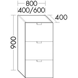 Burgbad Halbhochschrank rc40 System PG1 900x600x400 Sand Matt, UHES060F4016 UHES060F4016