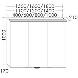 Burgbad Spiegelschrank rc40 1000x1100x170 Weiß Hochglanz, SPTE110RF4514 SPTE110RF4514