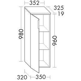 Burgbad Halbhochschrank Yumo PG1 980x352x325 Tectona Dekor Zimt, UHDF035LF3721 UHDF035LF3721