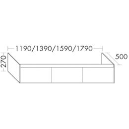 Burgbad Waschtischunterschrank zu Konsolenplatte rc40 270x1190x500 Eiche Hellgrau, WWZR119F4602 WWZR119F4602